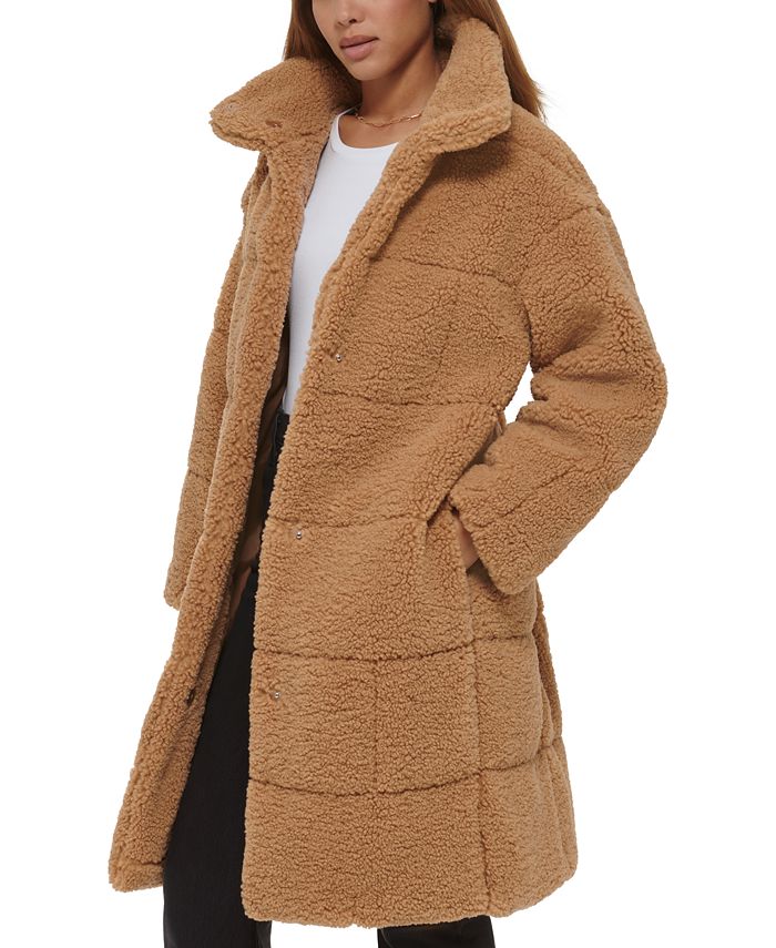 Levi's Women's Long Sherpa Snap-Closure Teddy Coat - Macy's