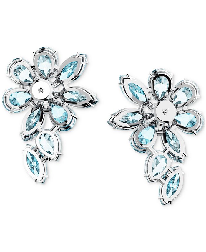 Swarovski Silver-Tone Gema Blue Stone Drop Earrings - Macy's