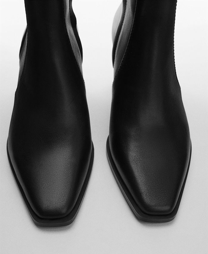 MANGO Women's Heel Leather Ankle Boots - Macy's