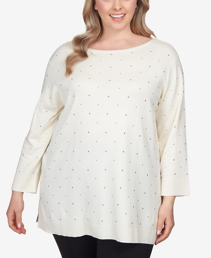 Ruby Rd. Plus Size Stud Embellished Tunic Sweater - Macy's