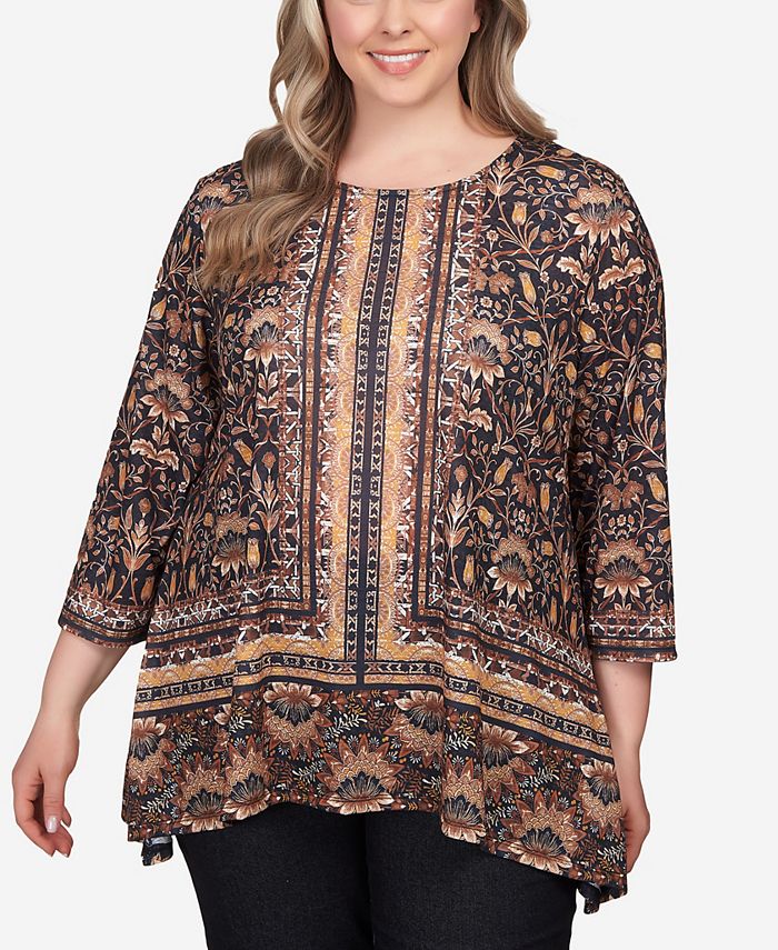 Ruby Rd. Plus Size Blocked Bandana Paisley Sharkbite Tunic Top - Macy's