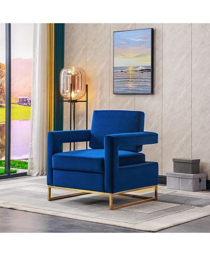 Simplie Fun Modern Velvet Accent Chair, Elegant Armchair With Stainless ...
