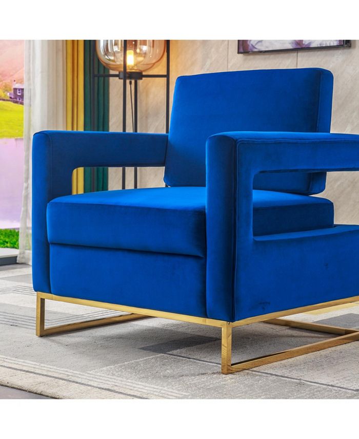 Simplie Fun Modern Velvet Accent Chair, Elegant Armchair With Stainless ...
