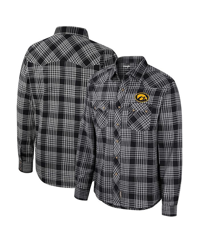 Colosseum Men's x Wrangler Black Iowa Hawkeyes Plaid Western Long ...