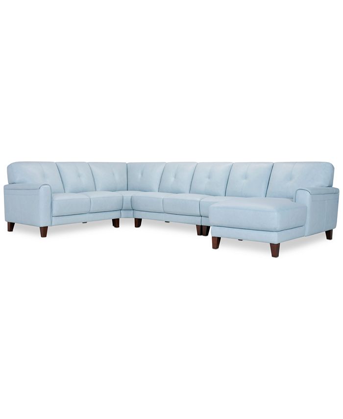 Furniture Ashlinn 144" 5-Pc. Pastel Leather Sectional, Created for Macy ...