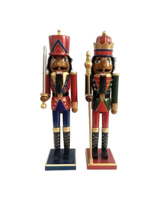 Santa's Workshop 24" Black King Guard Nutcracker, Set of 2 - Macy's