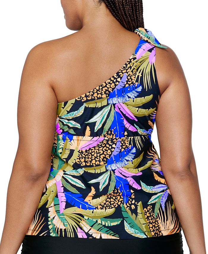 Raisins Curve Trendy Plus Size Marita One-Shoulder Tankini Top - Macy's