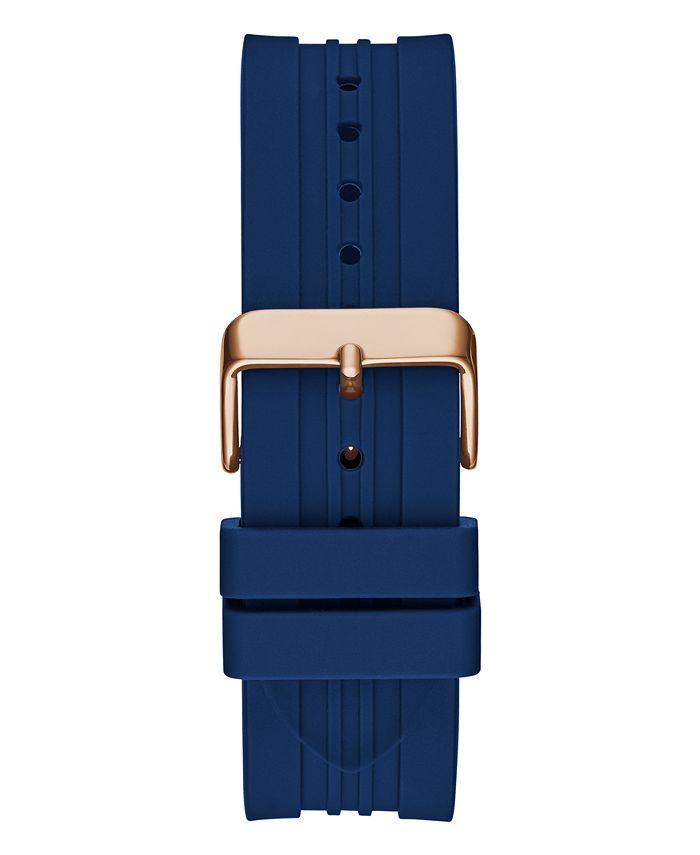 GUESS Men's Analog Blue Silicone Watch 44mm - Macy's