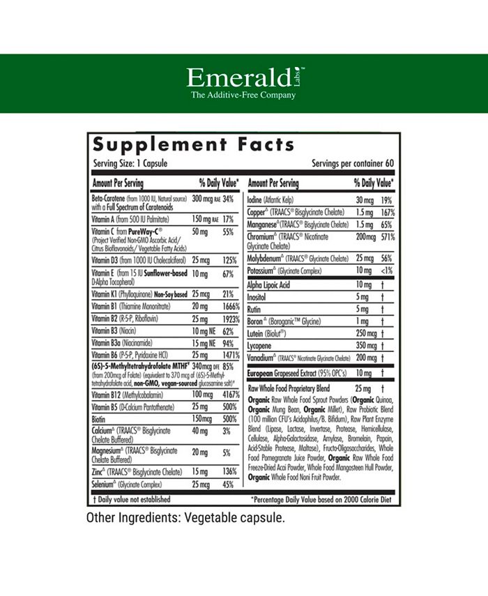 Emerald Labs Men's 1 Daily Multi - Complete with Coenzymated B's ...