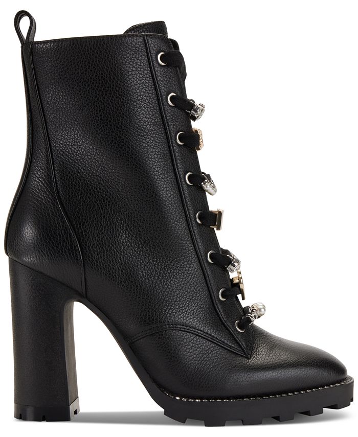 KARL LAGERFELD PARIS Women's Pazi Lace-Up Embellished Booties - Macy's