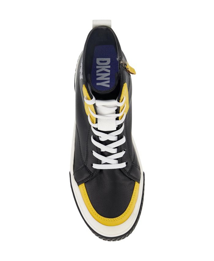 DKNY Men's Side Zip Hi Top Two Tone Branded Sole Logo Sneakers - Macy's