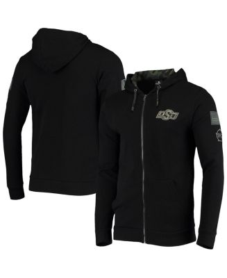 Men's Colosseum Black Oklahoma State Cowboys OHT Slim Fit Lightweight Waffle Full-Zip Hoodie ...