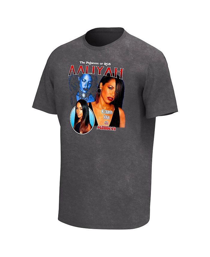 Philcos Men's Black Distressed Aaliyah Collage Washed Graphic T-shirt ...