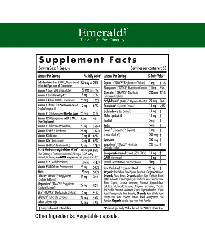 Emerald Labs Women's 45+ 1-Daily Multi - With Coenzymated B's, Methylated Folic Acid, plus ...