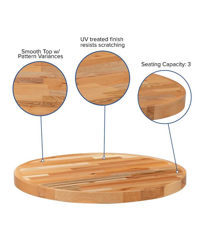 EMMA+OLIVER Round Butcher Block Style Table Top - Restaurant Table Top ...