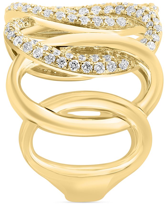 EFFY Collection EFFY® Diamond Wavy Circle Openwork Statement Ring (1-1/ ...