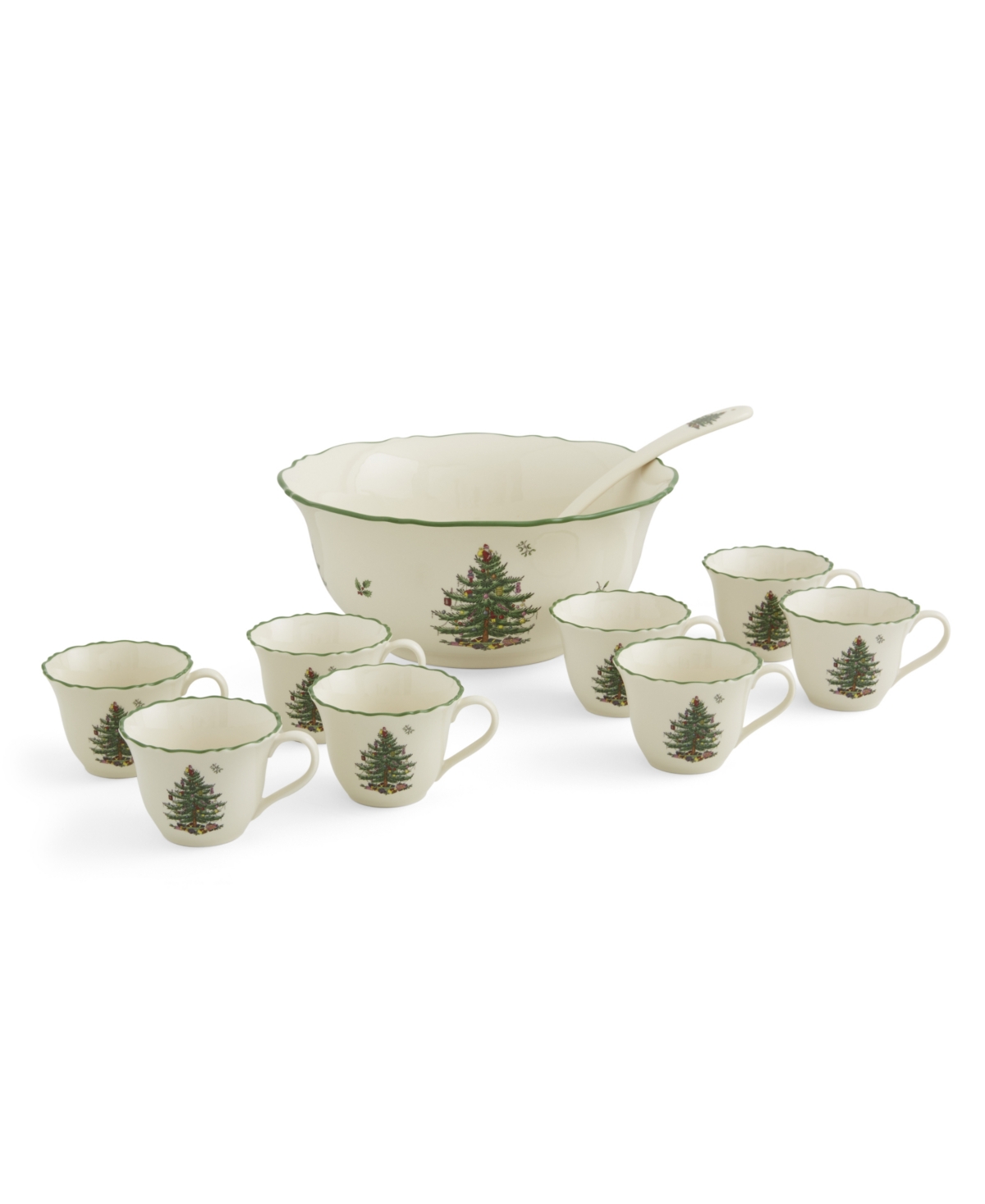 Click here for Christmas Tree 10 Piece Punch Bowl Set - Green prices