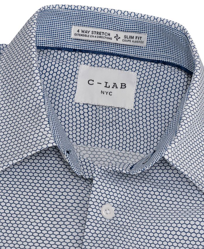C-LAB NYC Men's Slim-Fit Honeycomb Print Dress Shirt - Macy's