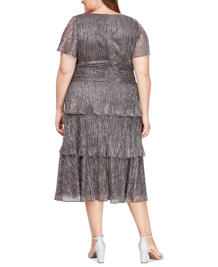 SL Fashions Plus Size Metallic Crinkled Midi Dress - Macy's