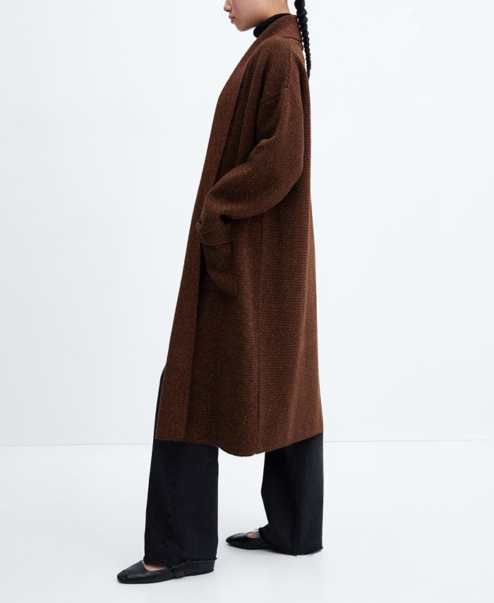 MANGO Women's Pocket Detail Oversized Knitted Coat - Macy's