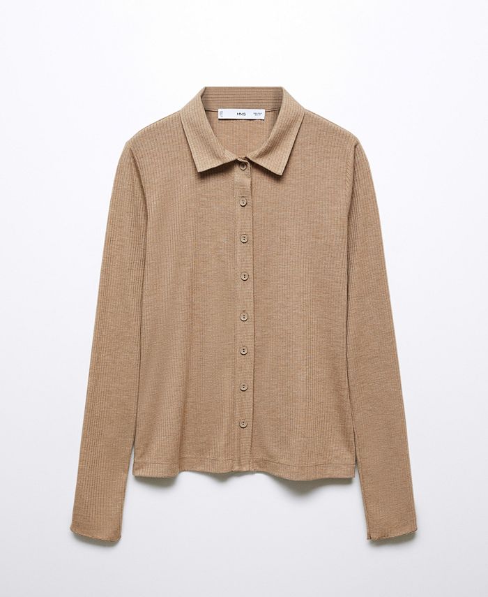 MANGO Women's Ribbed Knit Shirt - Macy's