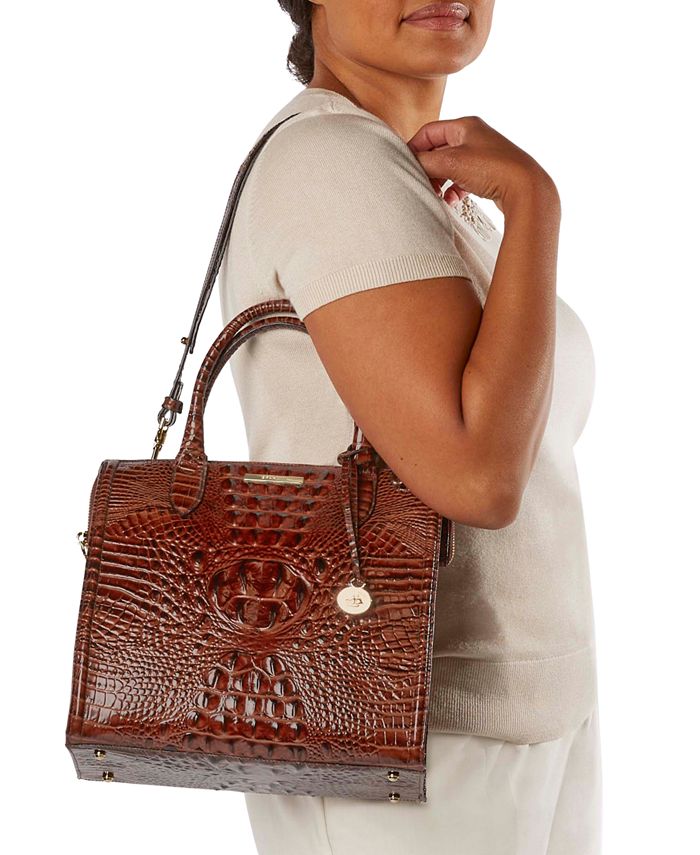 Brahmin Caroline Vintage Red Stanza Small Leather Satchel - Macy's