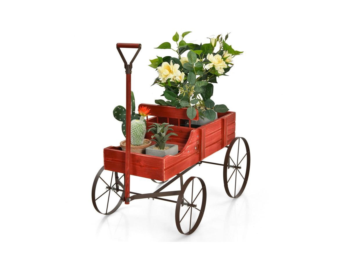 Click here for Wooden Wagon Plant Bed with Metal Wheels for Garde... prices