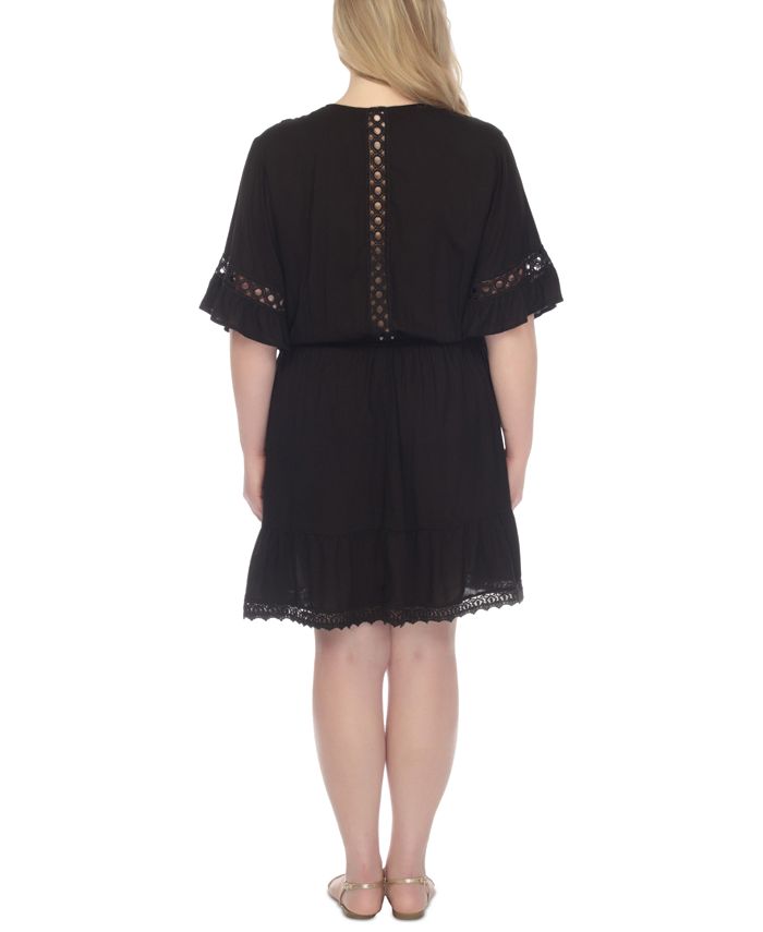 Raviya Plus Size Lace-Inset Mini Cover-Up Dress - Macy's