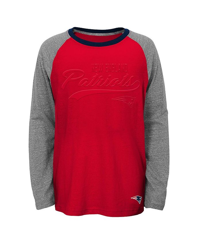 Outerstuff Big Boys Red New England Patriots Long Sleeve Raglan T-shirt ...