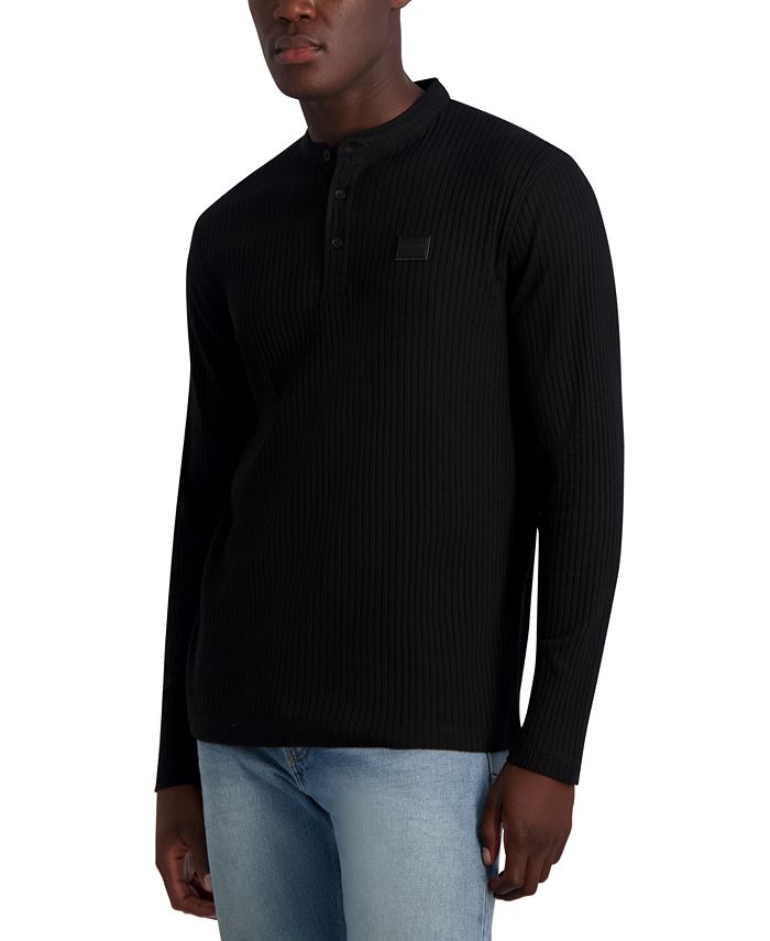 KARL LAGERFELD PARIS Men's Slim-Fit Ribbed Henley - Macy's
