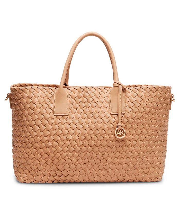 Anne Klein Large Woven Tote with Detachable Pouch - Macy's