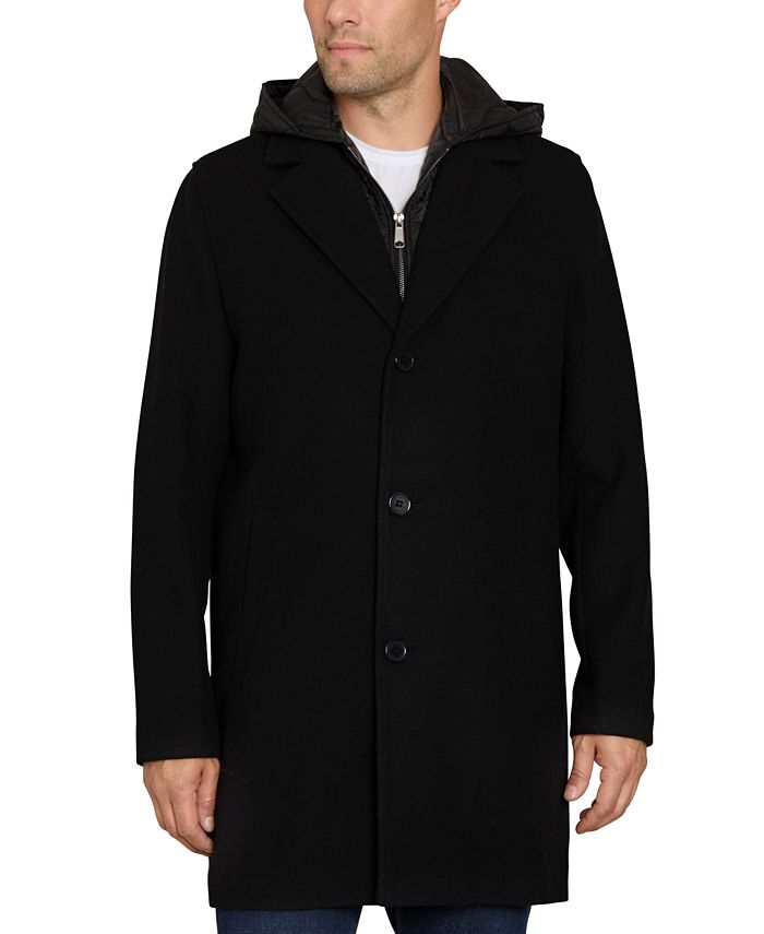 Sam Edelman Men's Single Breasted Coat with Quilted Bib - Macy's
