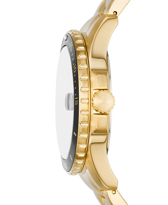 Fossil Men's Blue Dive Three-Hand Date Gold-Tone Stainless Steel Watch ...