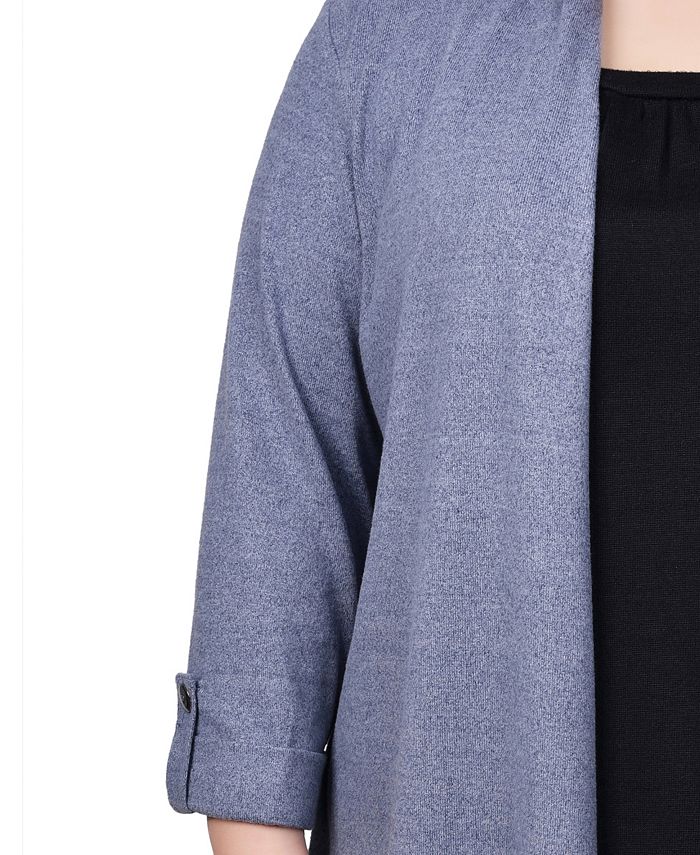 NY Collection Plus Size 3/4 Sleeve Two in One Top - Macy's