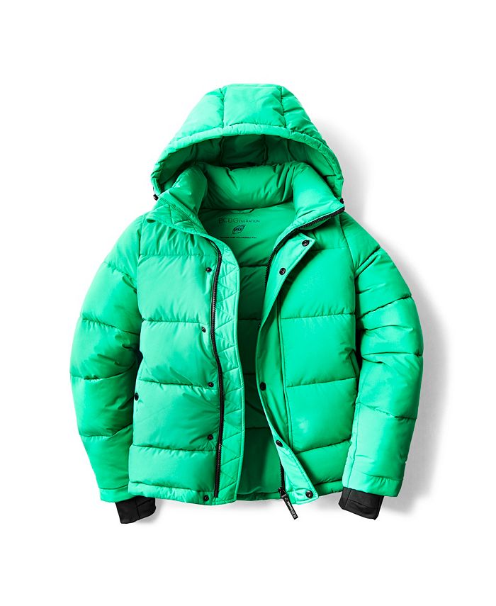 BCBGeneration Women's Hooded Thumbhole-Cuff Puffer Coat - Macy's