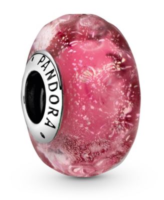Pandora Sterling Silver Wavy Fancy Pink Murano Glass Charm - Macy's