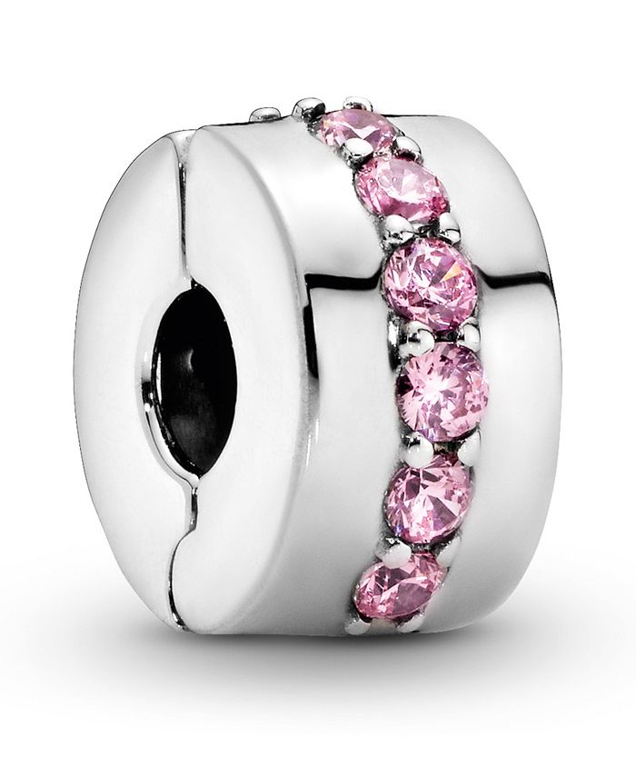Pandora Cubic Zirconia Pink Sparkling Row Clip Charm - Macy's