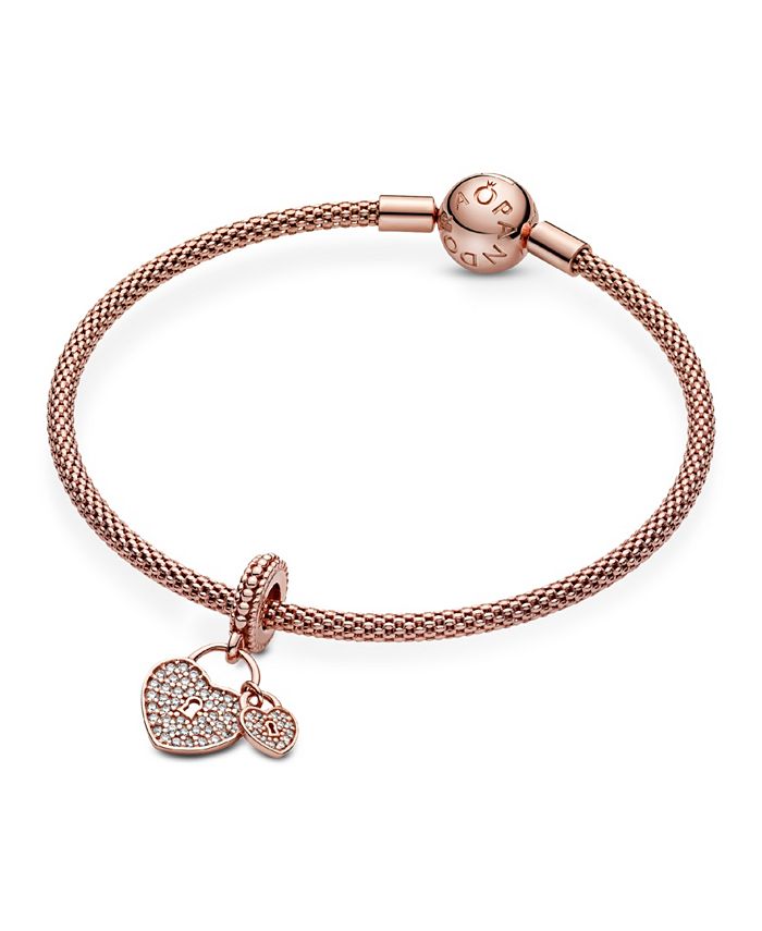 Pandora Cubic Zirconia Pave Heart Padlocks Dangle Charm - Macy's