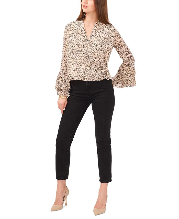Vince Camuto Women's Surplice-Neck Bell-Sleeve Top - Macy's