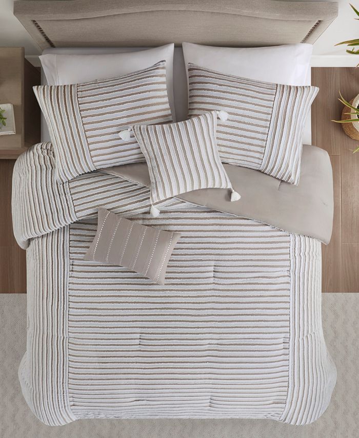Madison Park Taylor Clipped Jacquard 5-Pc. Comforter Set, Full/Queen ...