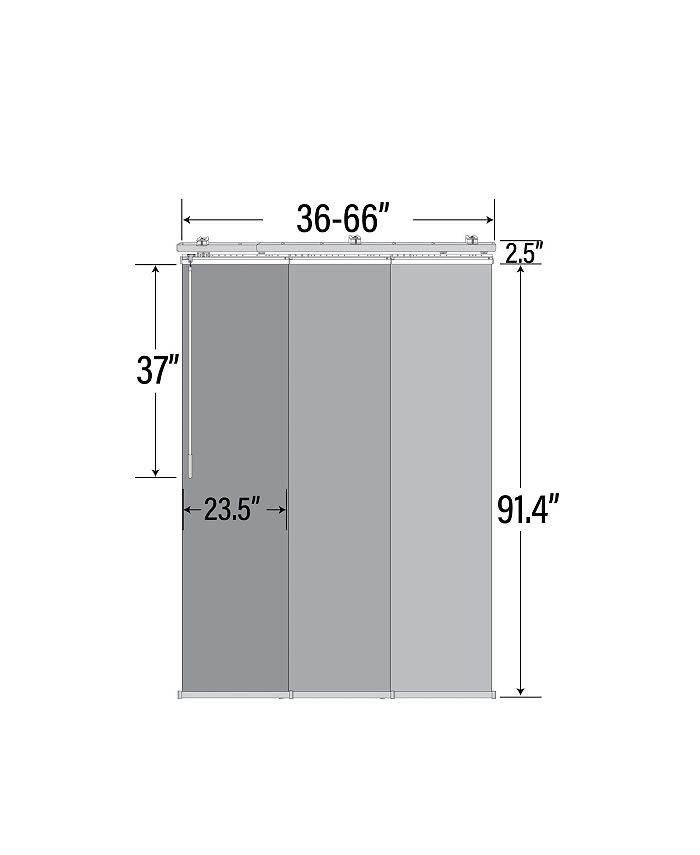 Rod Desyne 3-Panel Satin Nickel Panel Track Blind 36-66"Wx94"H ...