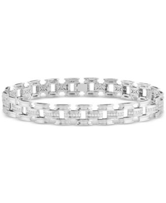 Men's Diamond Open Link Bracelet (1 ct. t.w.) in Sterling Silver - Macy's
