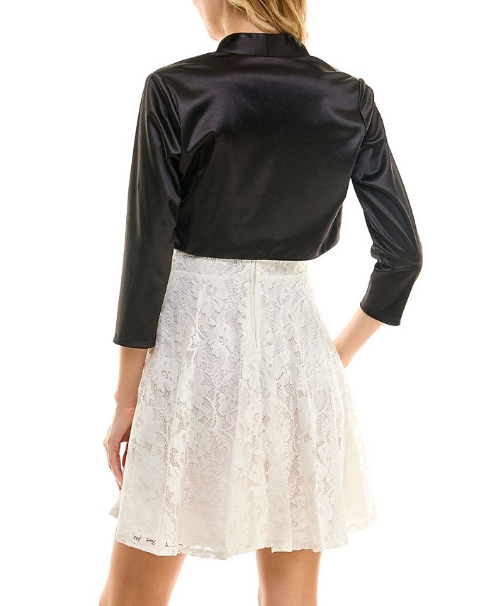 City Studios Juniors' Satin Open-Front Shrug - Macy's