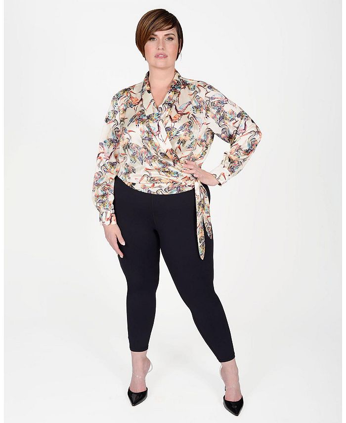 Mayes Nyc Womens Plus Size Donna Shawl Collar Wrap Blouse Macys