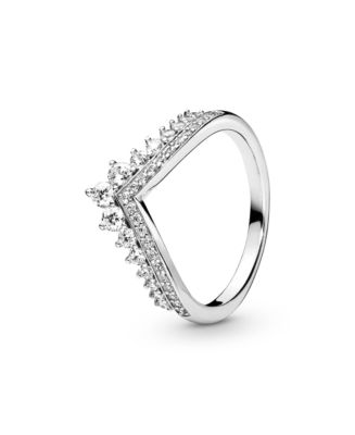 Pandora Cubic Zirconia Timeless Princess Wishbone Ring - Macy's