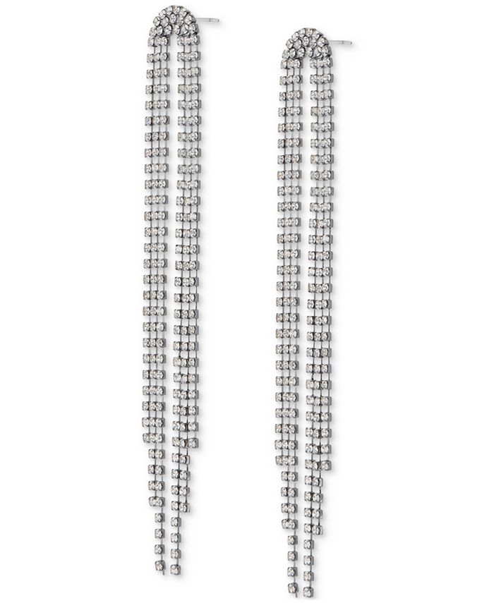 Lucky Brand Gunmetal-Tone Crystal Fringe Statement Earrings - Macy's