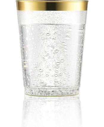 Chateau Fine Tableware 100 Gold Plastic Cups 10 Oz Gold Glitter Plastic ...