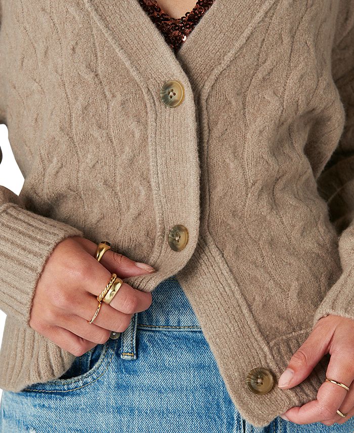 Lucky Brand Women's Cozy Cable-Knit Button-Front Cardigan - Macy's