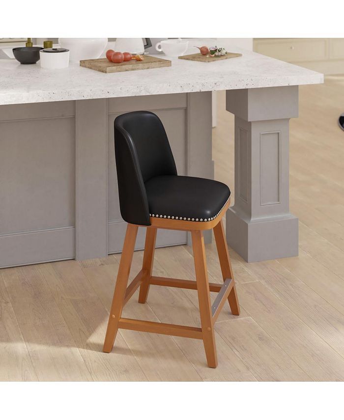 EMMA+OLIVER Jada Upholstered Mid-Back Stools With Nailhead Accent Trim ...