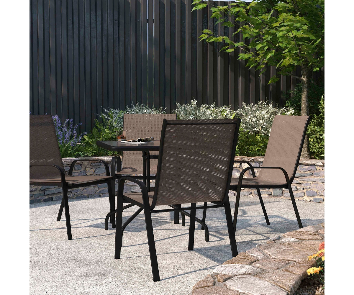 Click here for Set Of 4 Manado Series Metal Stacking Patio Chairs... prices